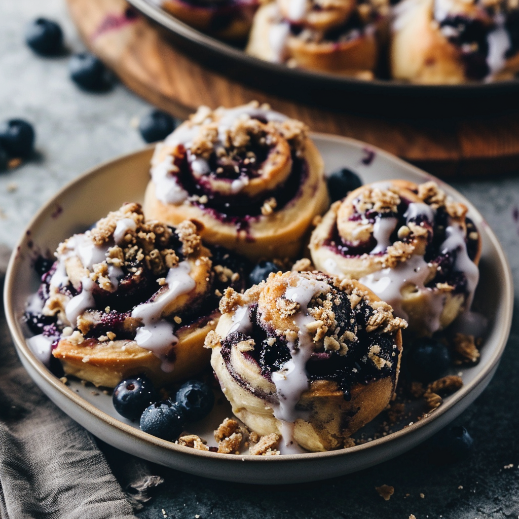 Blueberry Crumble Cinnamon Rolls | Baked by Claire
