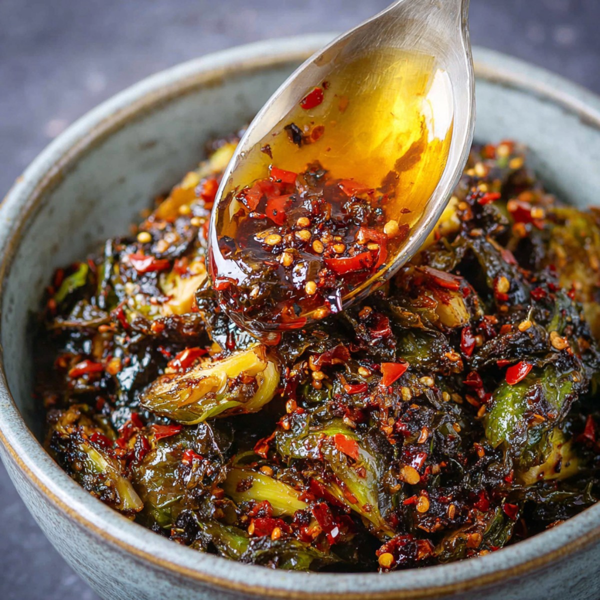 Charred Brussels Sprouts with Chilli-Crisp and Honey (Thanksgiving Side ...